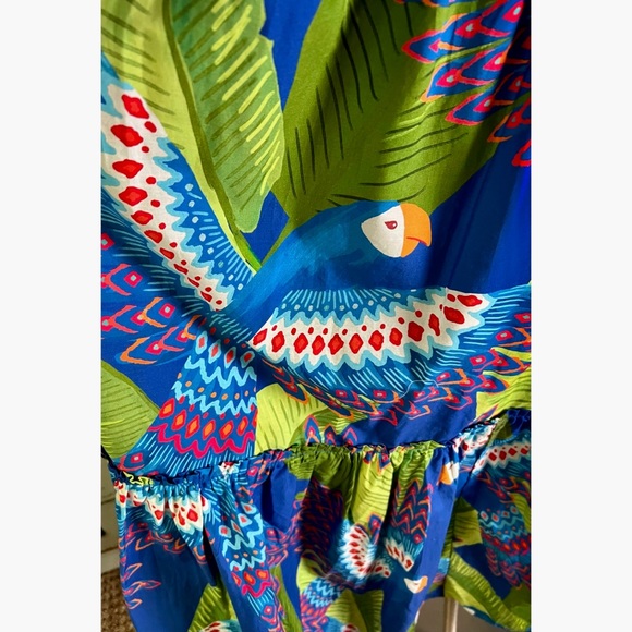 FARM Rio | Dresses | Farm Rio Blue Macaw Midi Dress Xs | Poshmark
